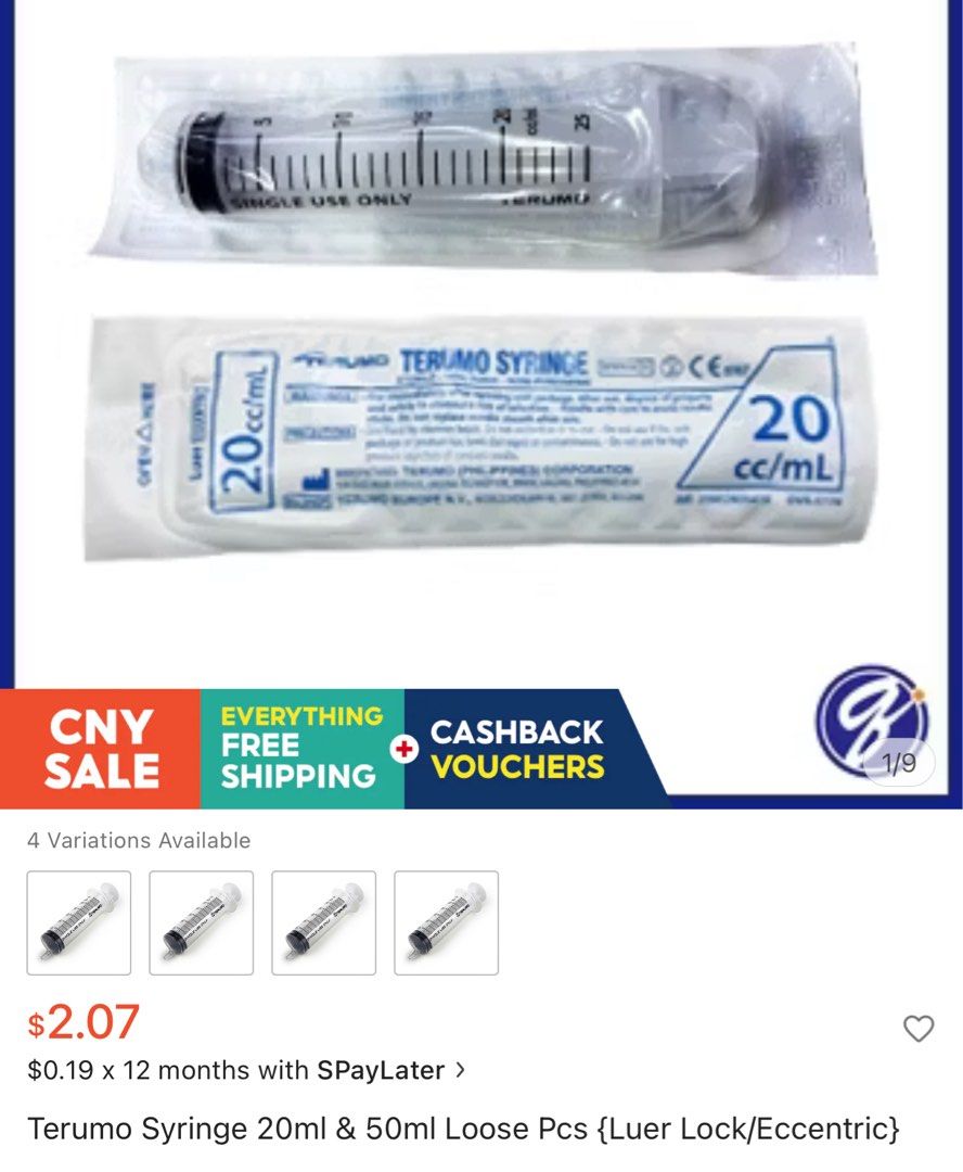 Terumo Syringe without needle (with Luer lock tip), Beauty & Personal ...