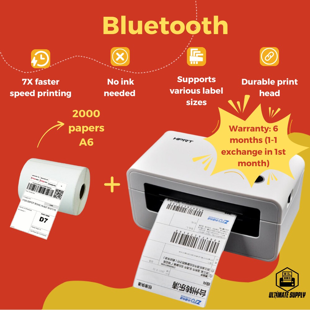 Thermal Printer HPRT N41 Label | Barcode Printer with Bluetooth & USB ...
