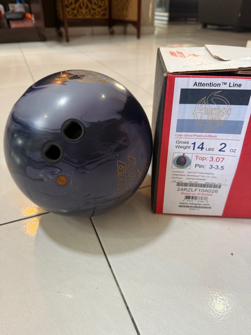 Used Roto Grip Attention Line Bowling Ball, Sports Equipment, Sports ...