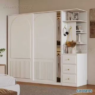 Yuumii White Glass Door Wardrobe, Furniture & Home Living, Furniture ...