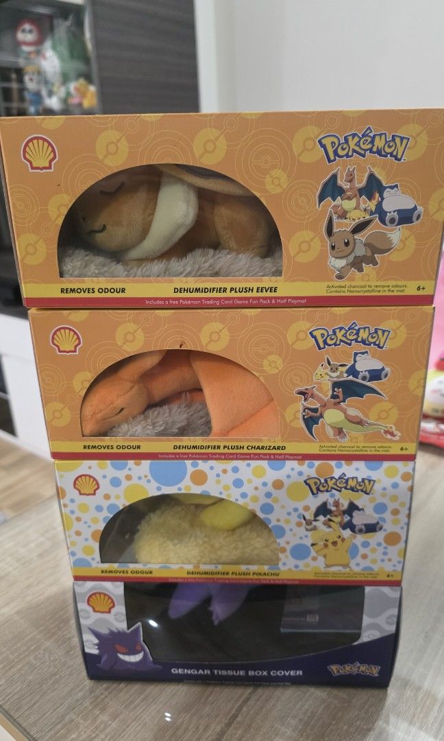 3 x Pokemon Dehumidifier Plush Toys + Tissue box cover, Hobbies & Toys ...