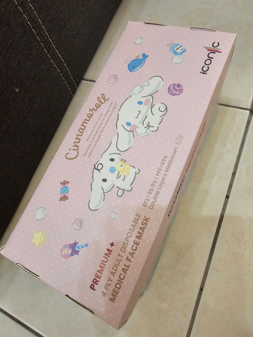 Iconic Medicare Cinnamoroll Medical Face Mask, Health & Nutrition, Face ...