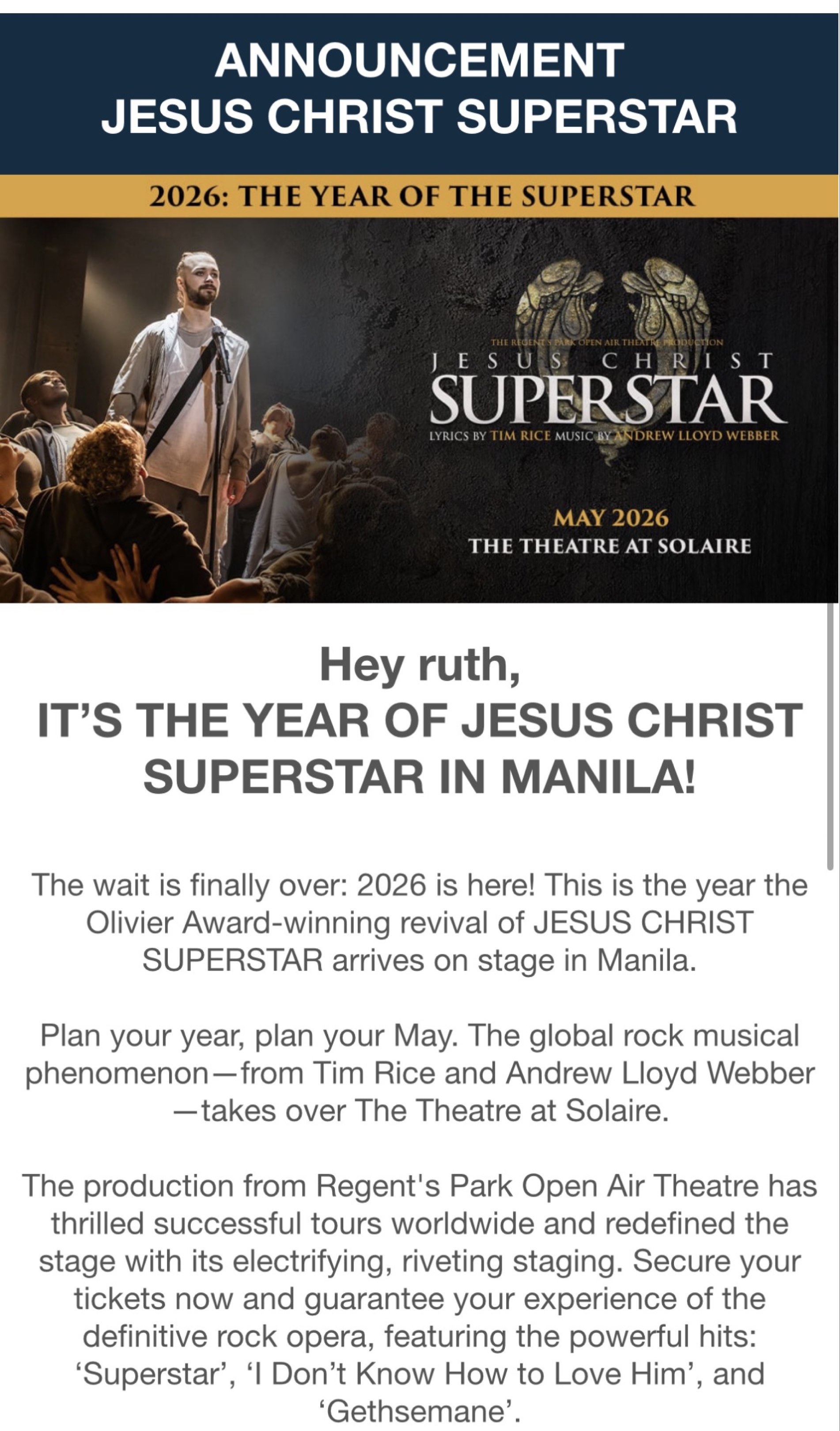 Jesus Christ Superstar Manila 2026 Tickets, Tickets & Vouchers, Event ...