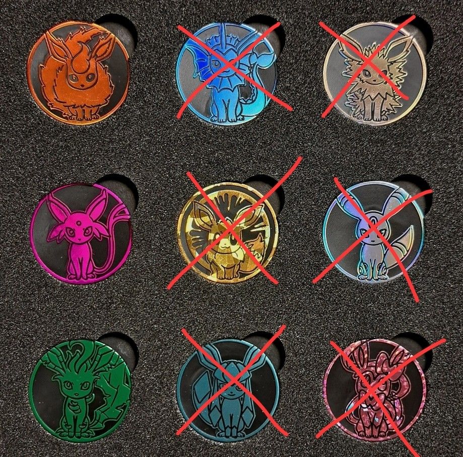 Pokemon Eevee Evolution Coins - Flareon, Espeon, Leafeon, Hobbies ...