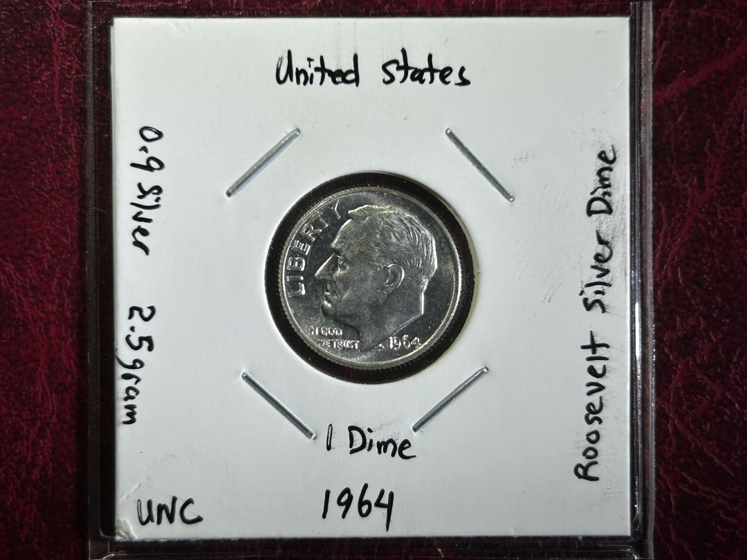 usa 10¢ franklin d. roosevelt 1964 silver 0.9 dime / ten cents coin ...