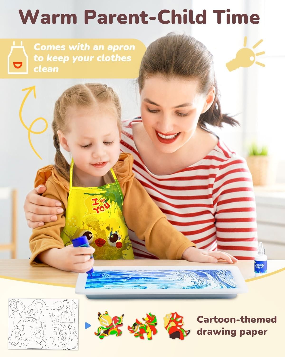 52Pcs Water Marbling Paint Kit, Arts and Crafts for Girls & Boys, Art ...