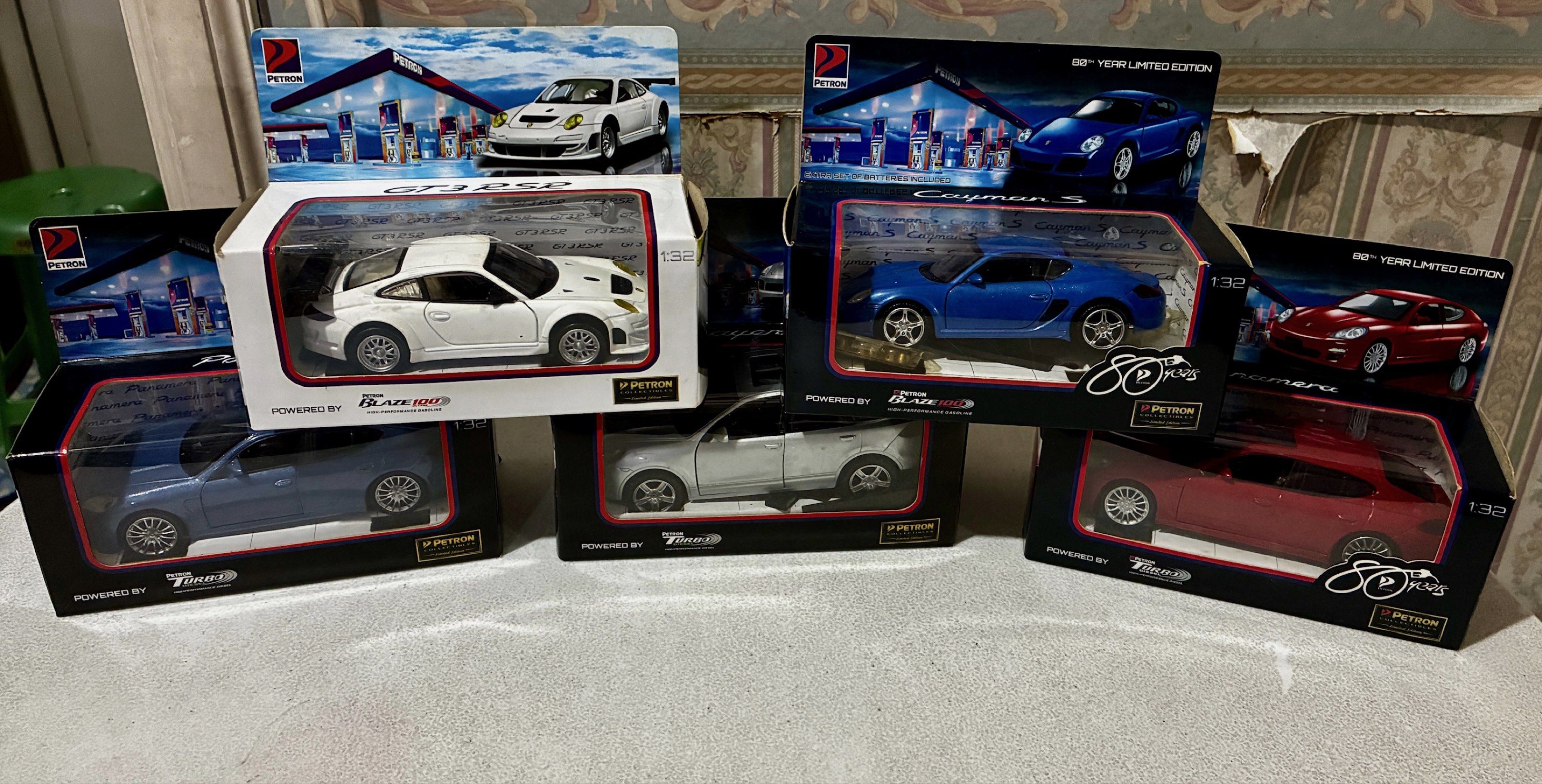Complete 5 pcs Petron Blaze 100 Porsche Diecast Car Collection 80th ...
