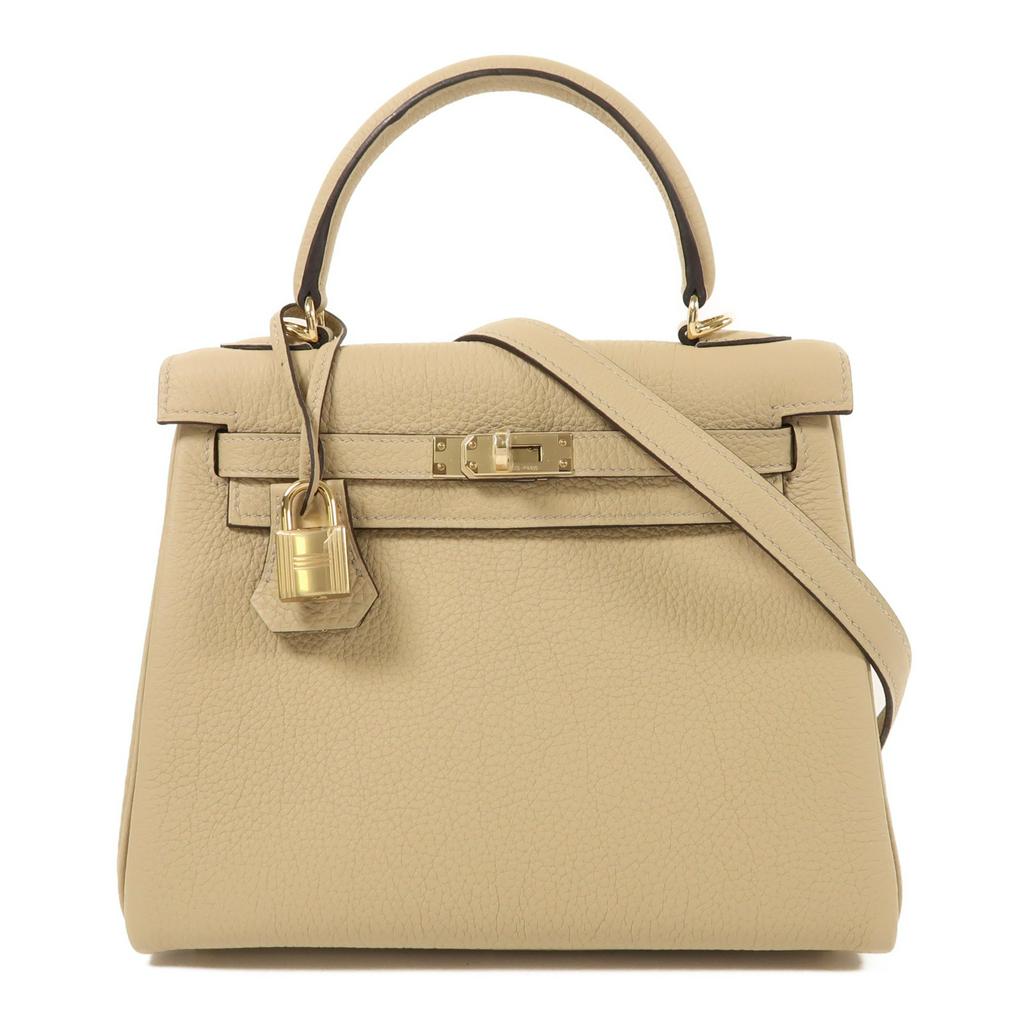 HERMES GHW Kelly II 25 2 Way Shoulder Bag Handbag Togo Leather Trench ...