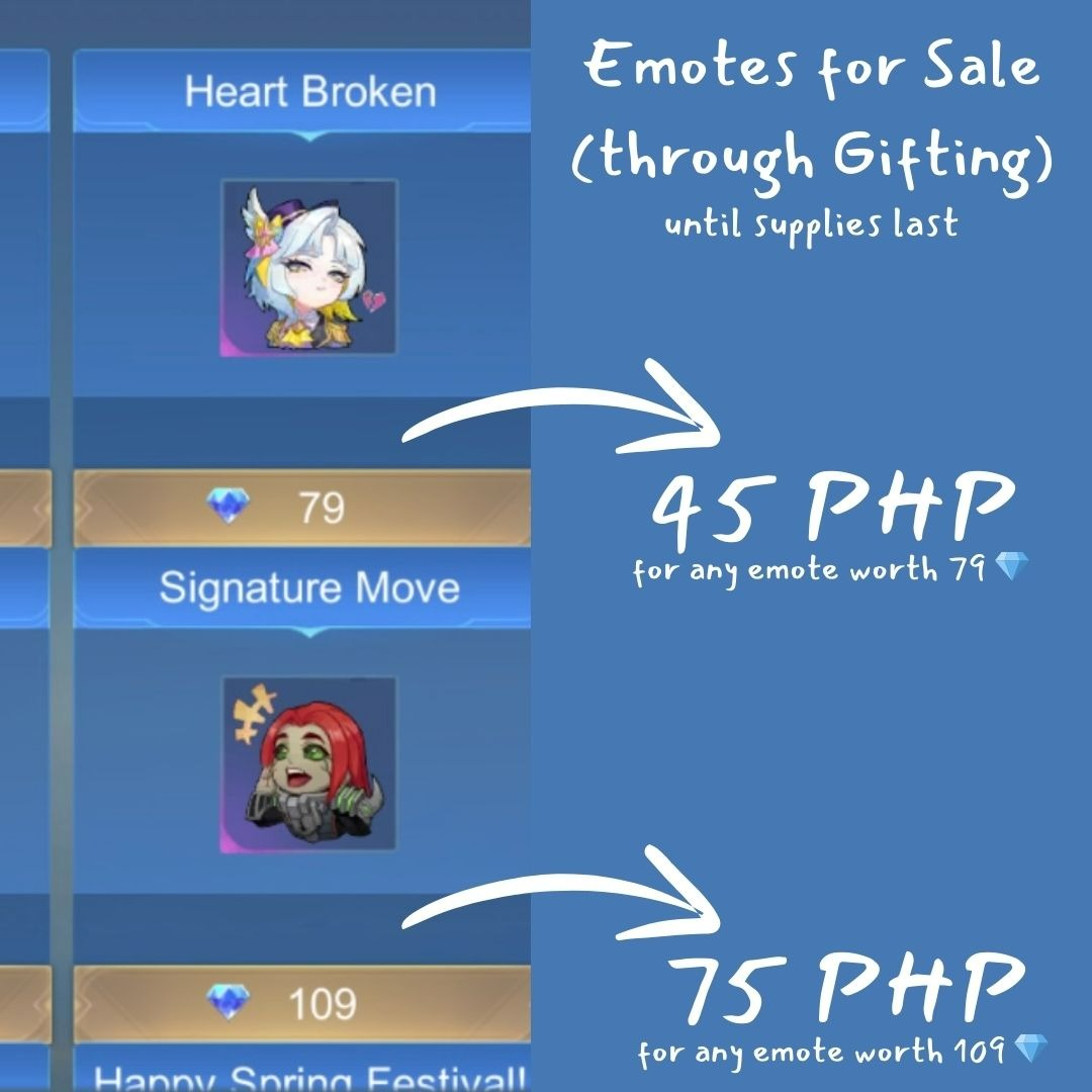 [MLBB Gifting] Battle Emotes / Worth 79 and 109 Diamonds / Gifting ...