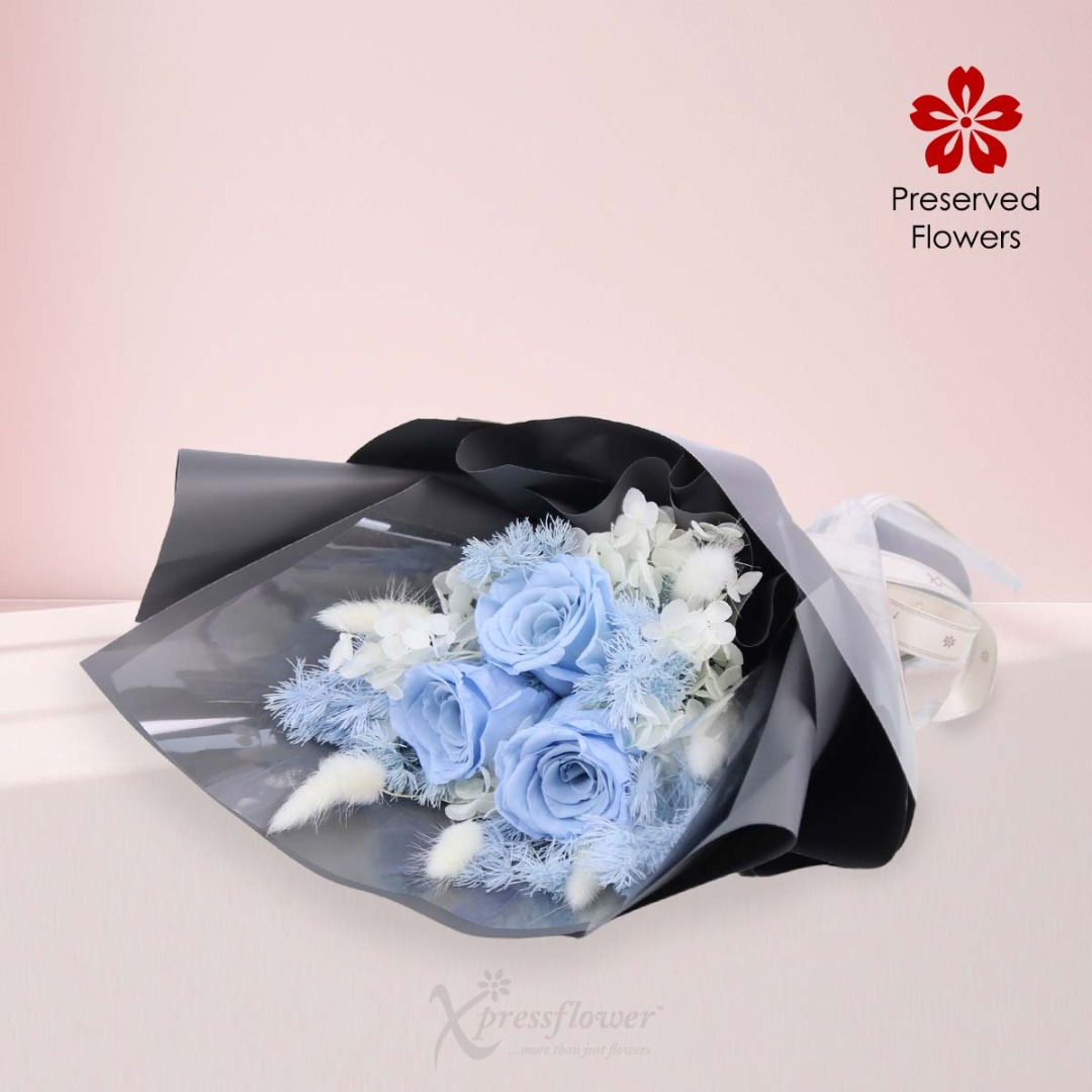 ⏳Preserved Blue Roses Flower Bouquet, Hobbies & Toys, Flowers ...