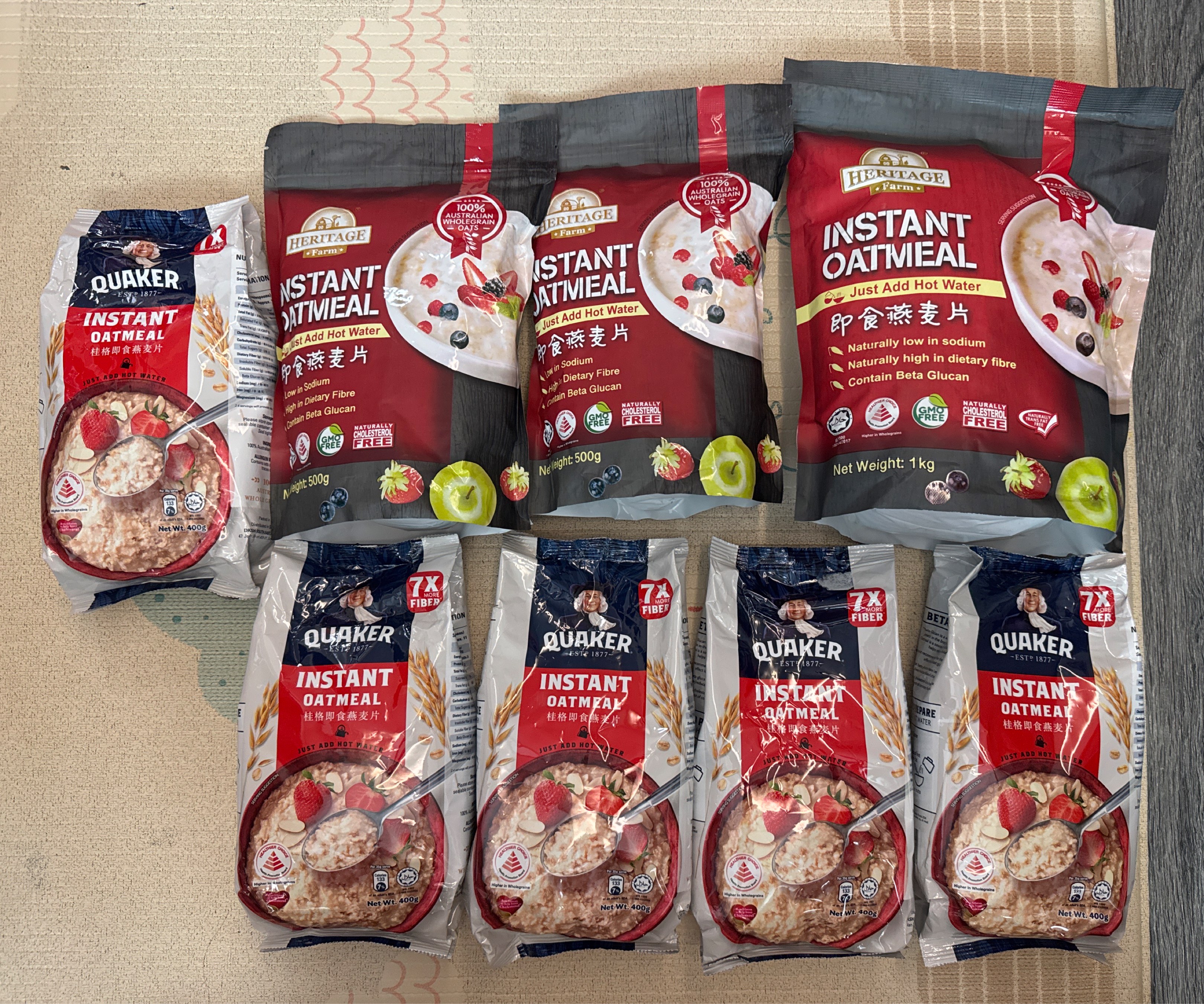 Quaker 400g or Heritage 500g/1kg ️ Instant Oatmeal Packs (Exp: 2027 ...