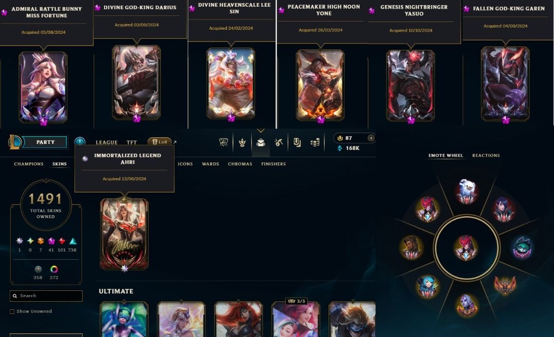 Gm 1493 Skins Immortalized Signature Legend Ahri Full Set + 6 mythic ...