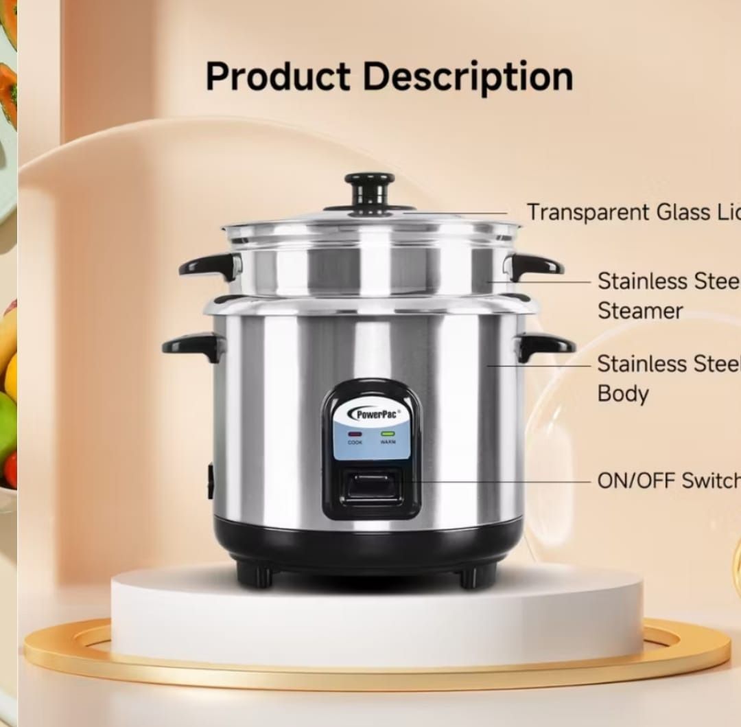 PowerPac Rice Cooker with Steamer - 1.0L, TV & Home Appliances, Kitchen ...
