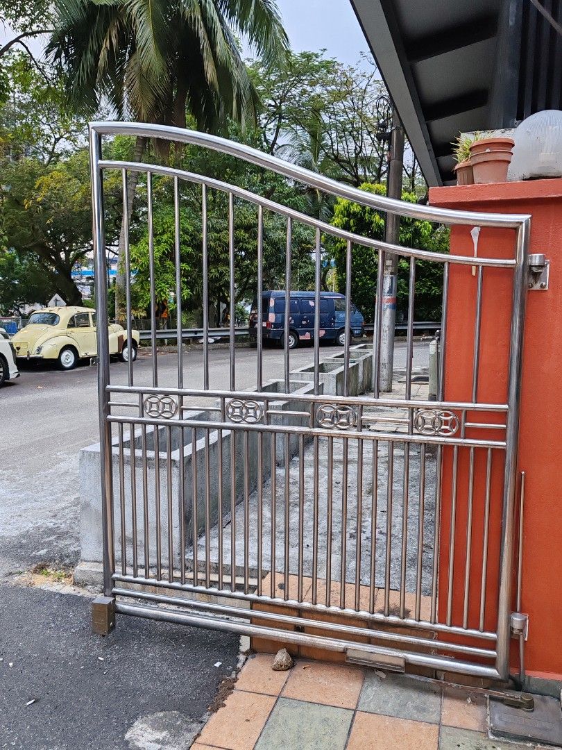 11.5 feet Stainless Steel Double Gate Pintu Gate Besi Stainless ...