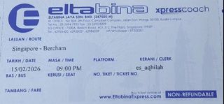 ELTABINA EXPRESS Bus Ticket - 14 Feb 2026, Tickets & Vouchers, Local ...
