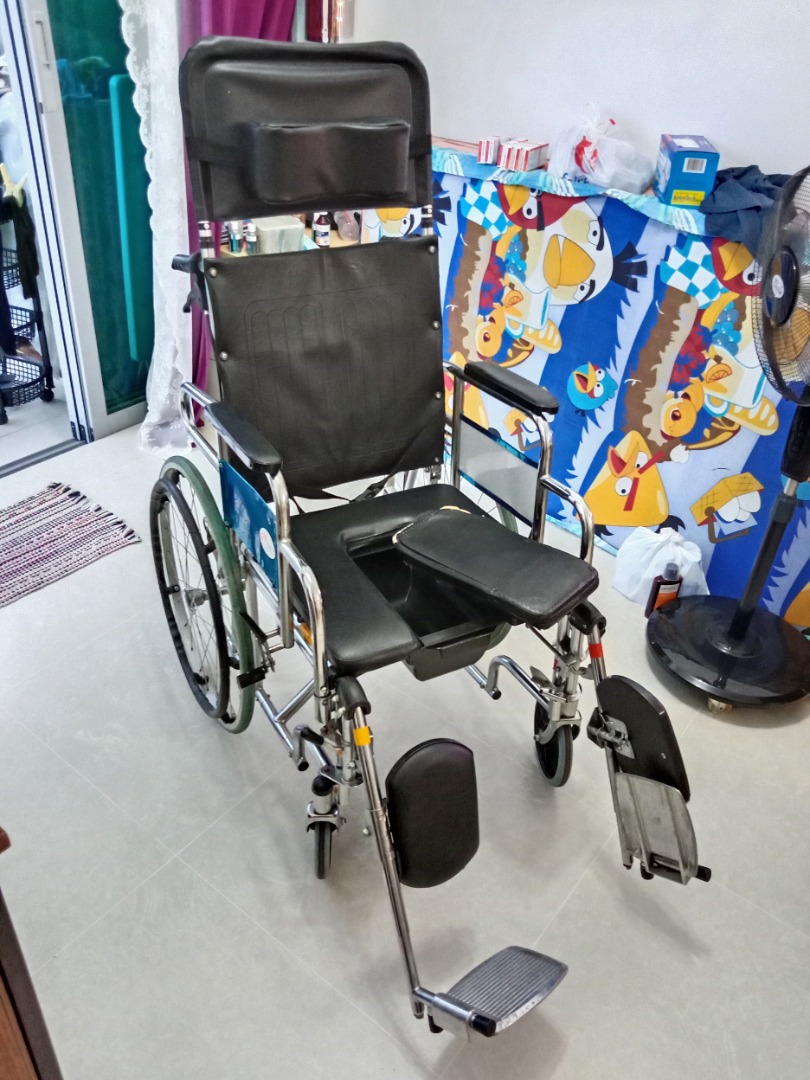 HOPKIN reclining wheelchair with commode (urinal tray) and headrest ...