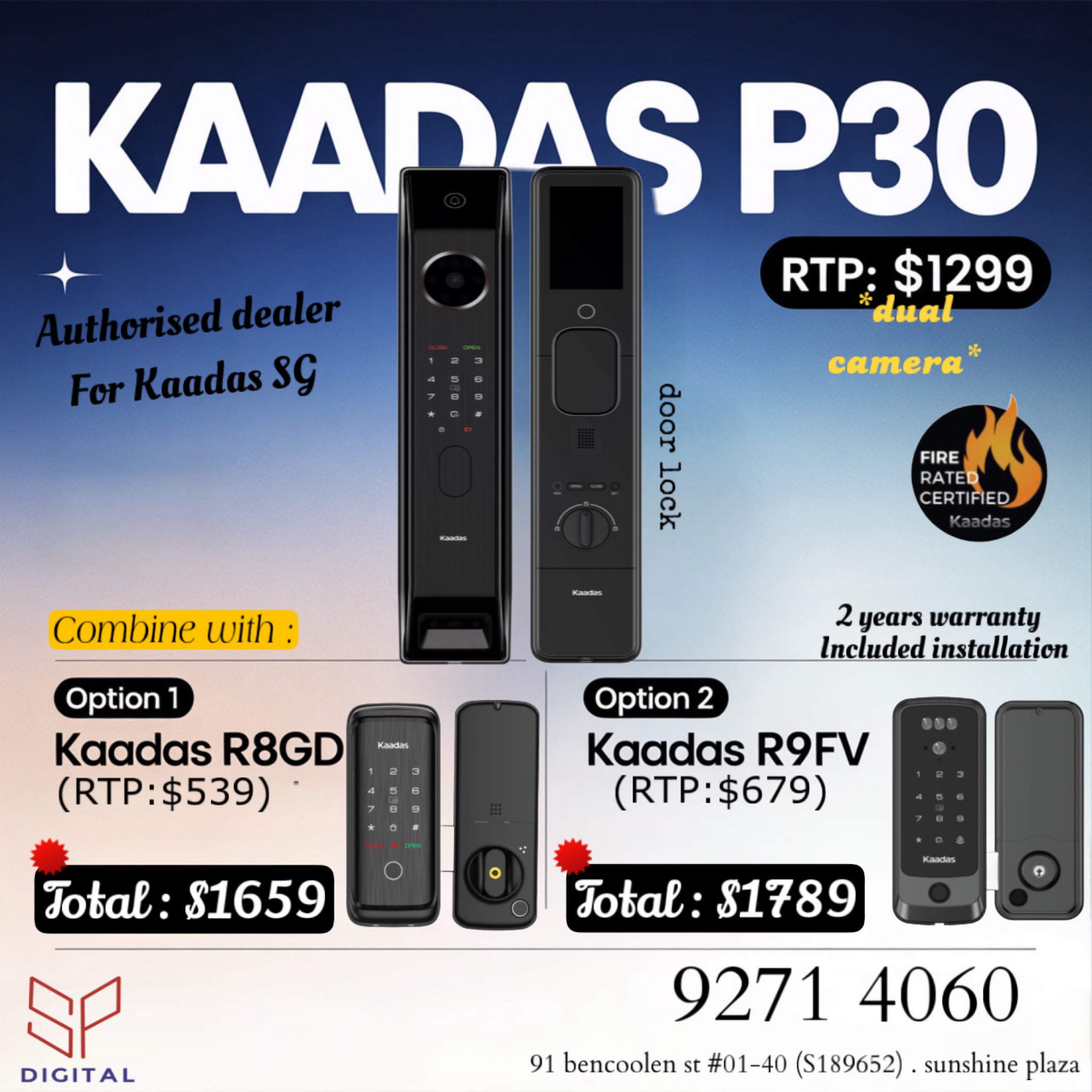 Kaadas P30 ( door lock ) combine with R8GD or R9KFV, Furniture & Home ...