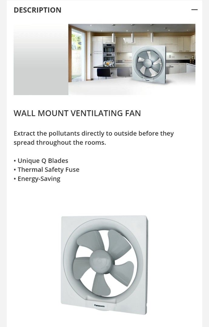 Panasonic FV-30AUM8 Wall Mounted Ventilation Fan, Furniture & Home ...