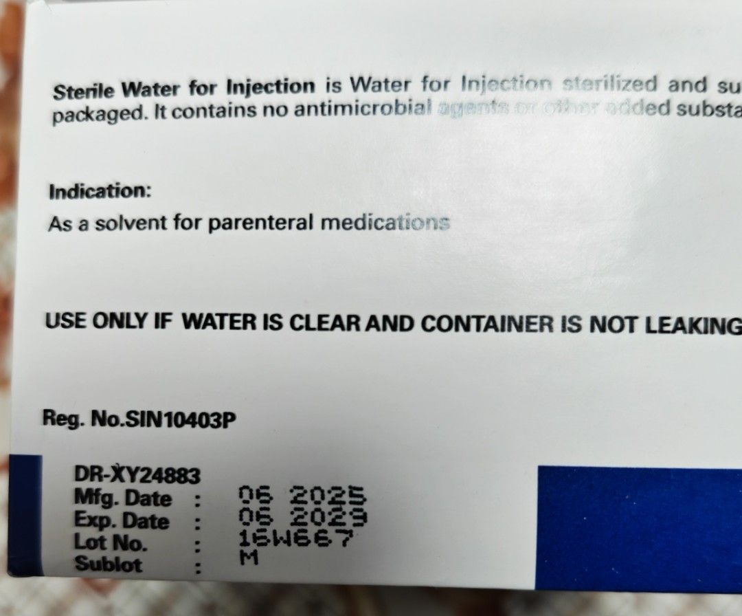 Sterile water for injection, Health & Nutrition, Medical Supplies ...