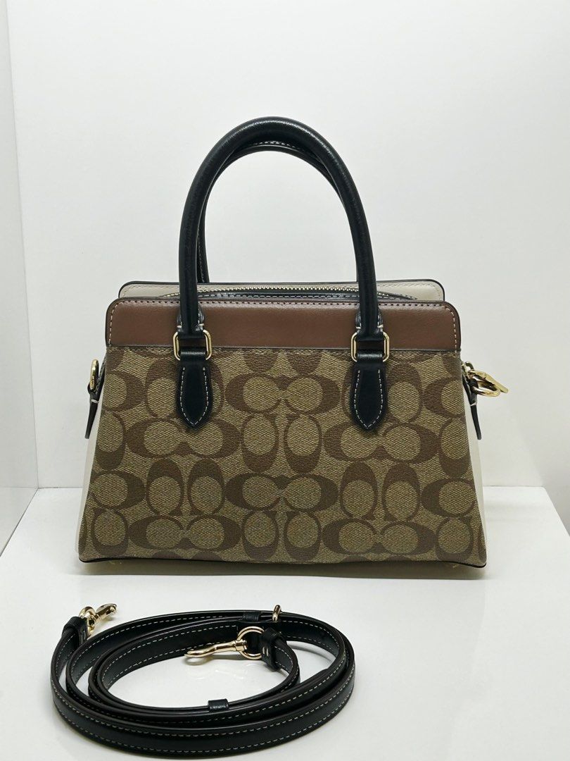 COACH DARCIE CARRYALL BAG IN BROWN COLORWAY CC SIGNATURE CANVAS WITH ...