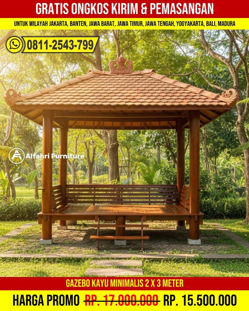 Gazebo Outdoor Elegan Memberi Nuansa Mewah 2x3 Atap Genteng Sirap ...