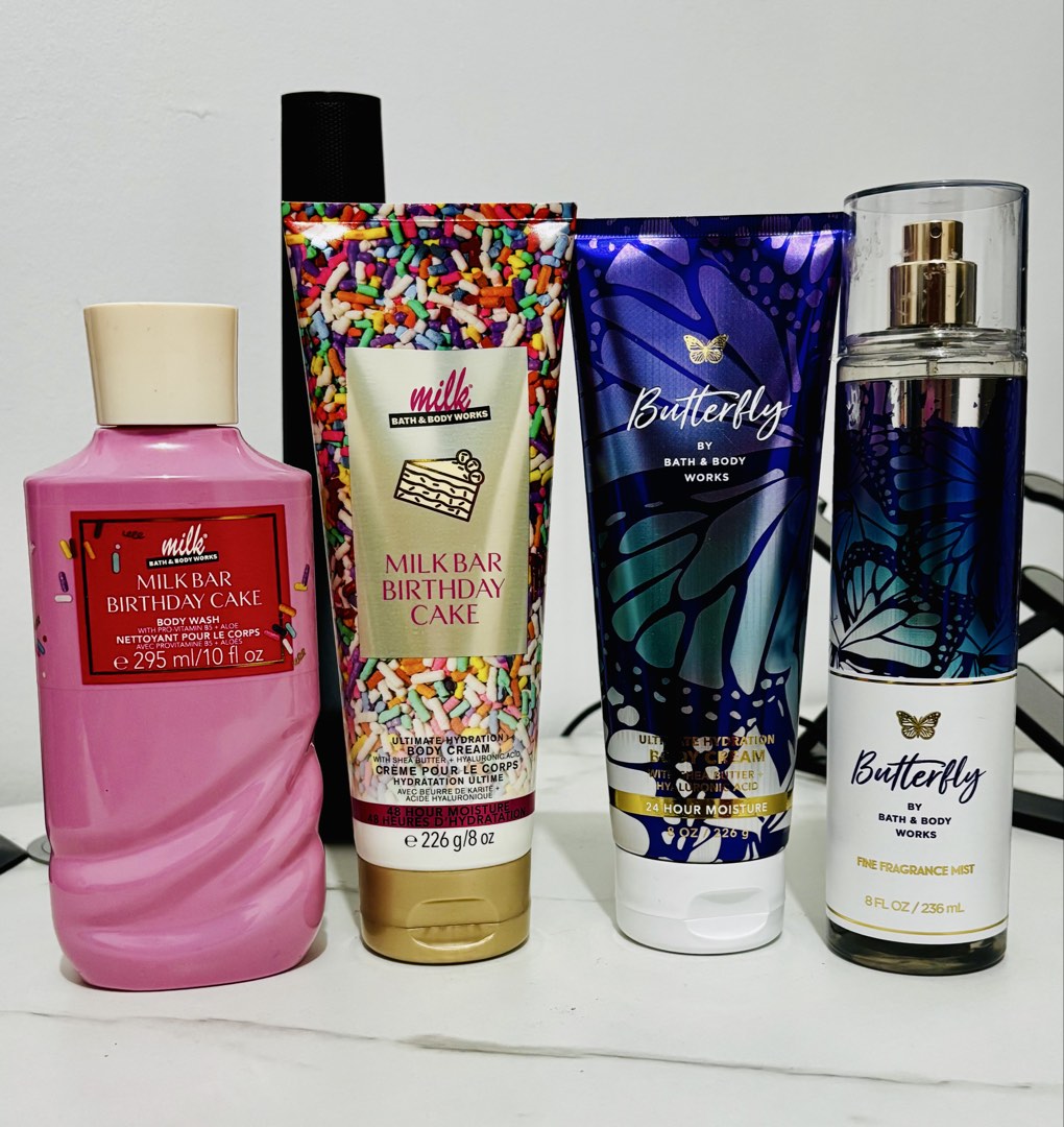 Bath & Body Works Milk Bar Birthday Cake & Butterfly, Beauty & Personal ...