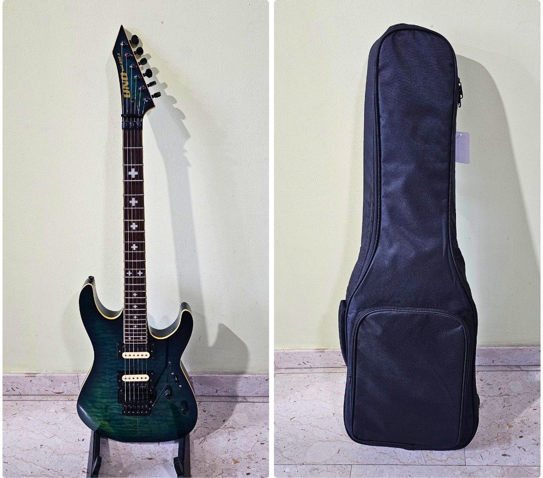 UNO Warzone II Blue Burst Neck Thru Steel String Electric Guitar MIK ...