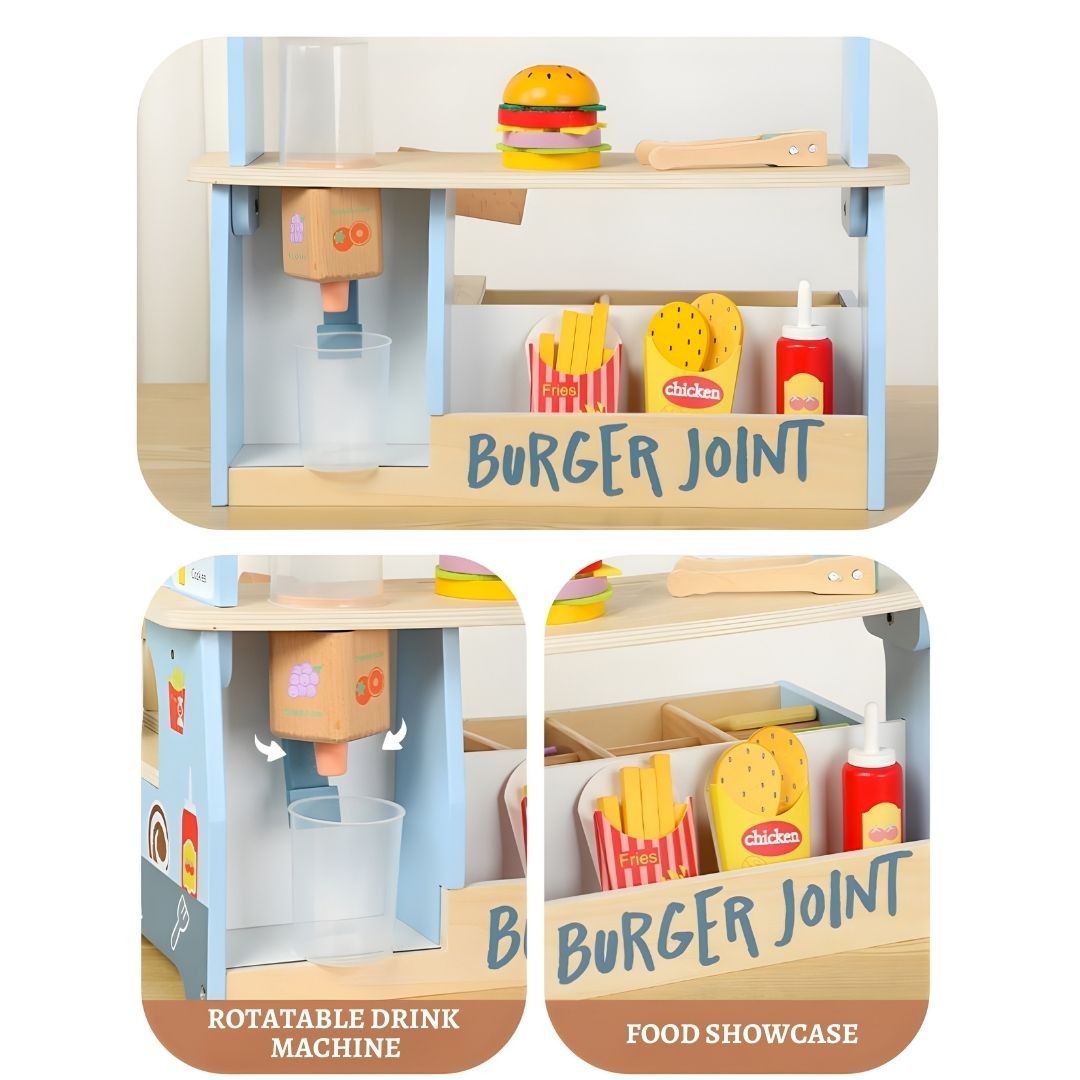 Hamburg Wooden Burger Stand Toy, Hobbies & Toys, Toys & Games on Carousell