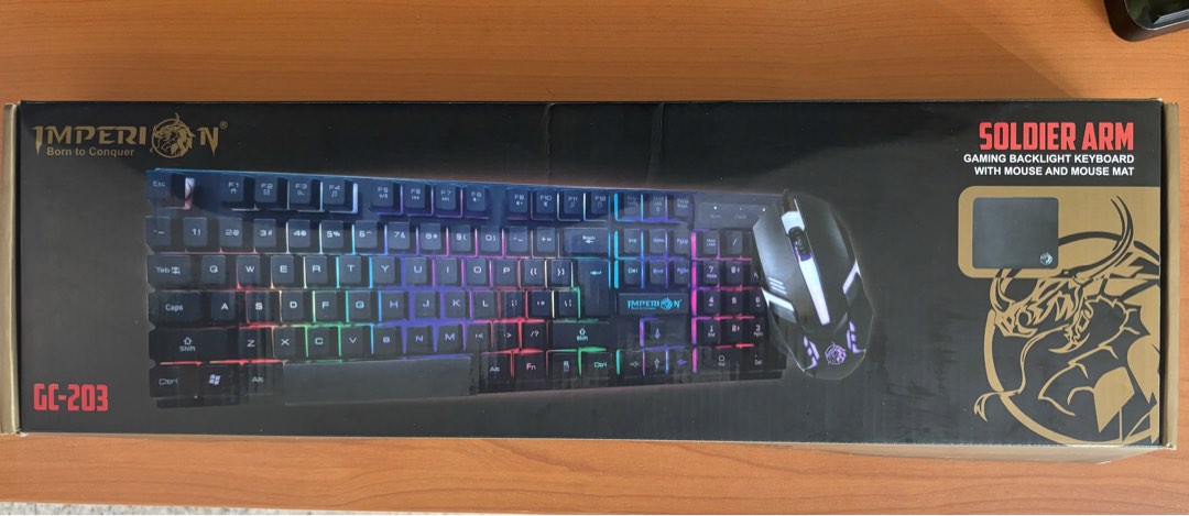 🕹️Imperion Soldier Arm RGB Gaming Keyboard + Mouse + Mouse Mat (GC-203 ...