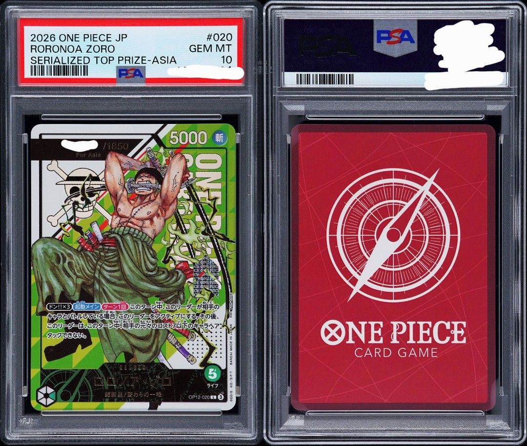 One Piece Card Game Zoro Serialized Top Prize Asia PSA 10 RARE, Hobbies ...