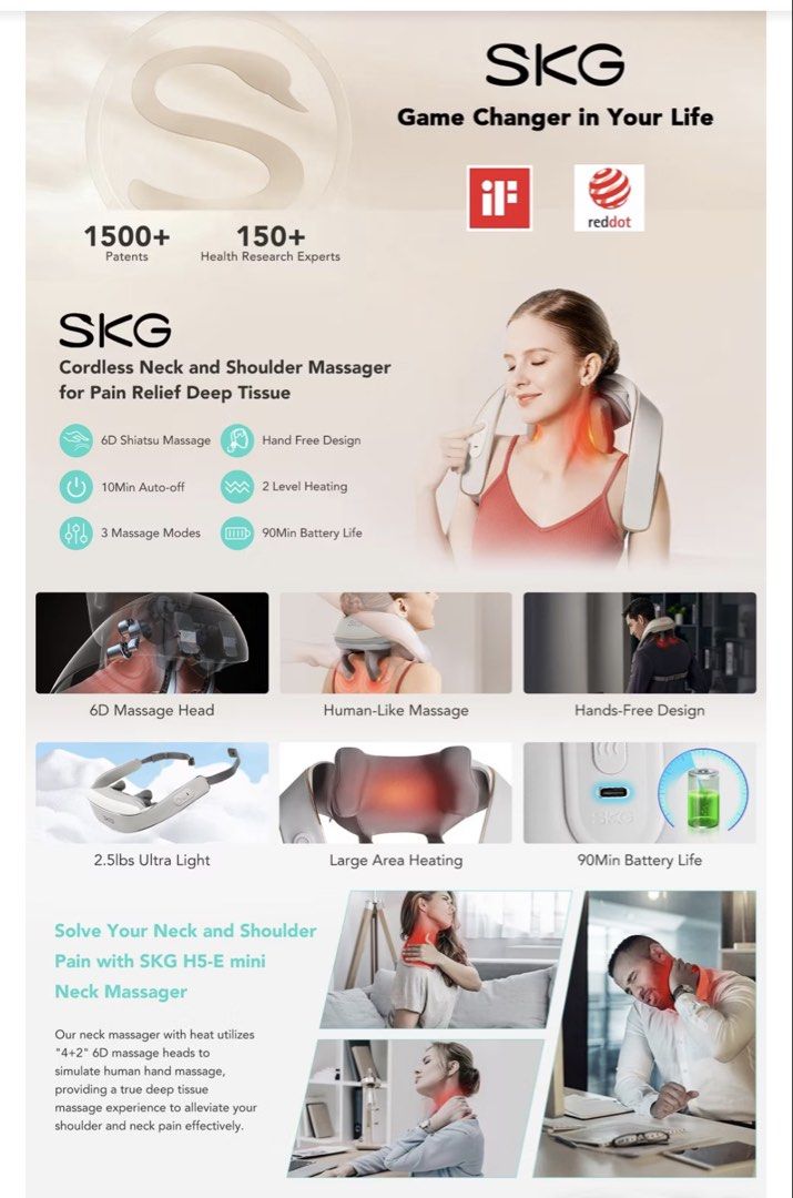 SKG H5 Mini Shiatsu Neck & Shoulder Massager on Carousell