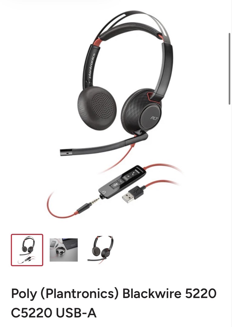 Poly (Plantronics) Blackwire 5220 C5220 USB-A Noise Cancellation, Audio ...
