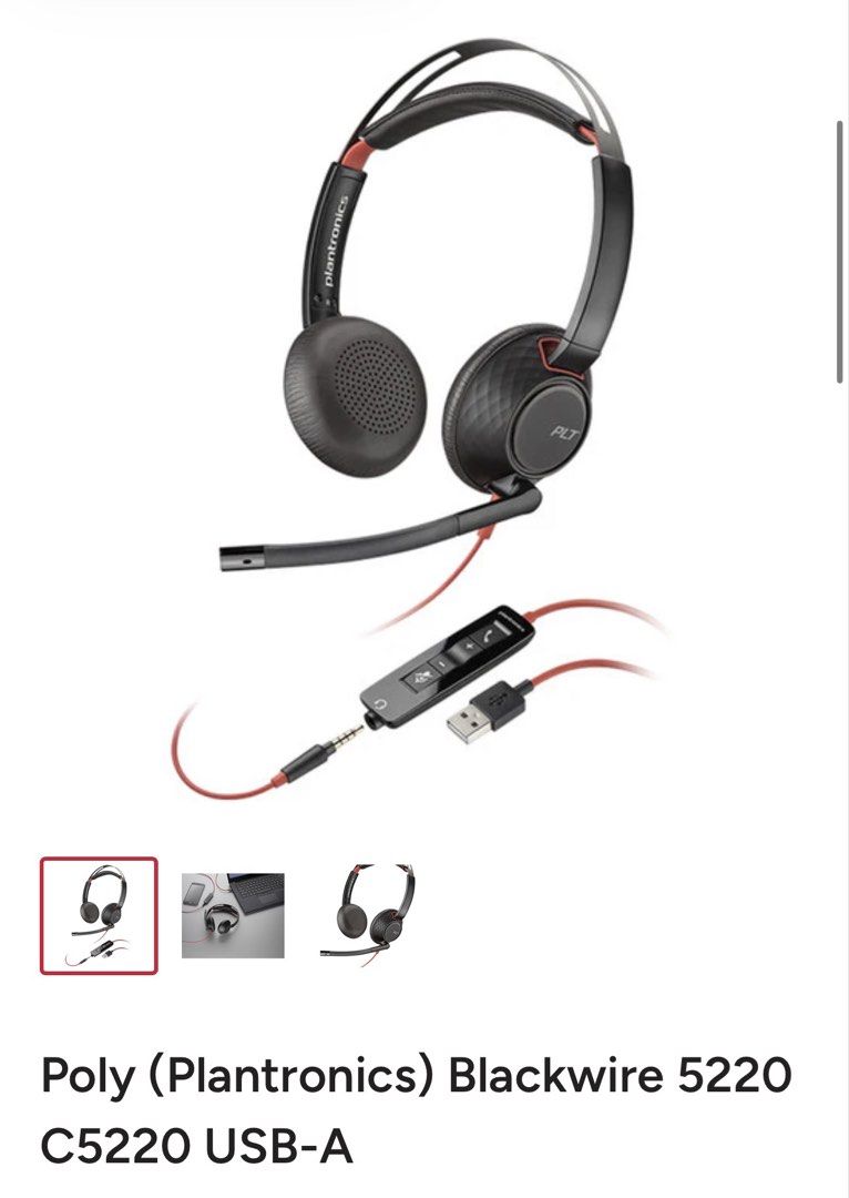 Poly (Plantronics) Blackwire 5220 C5220 USB-A Noise Cancellation, Audio ...