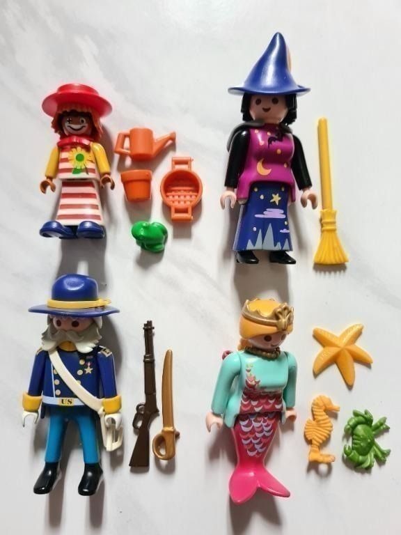 Vintage Playmobil Clown , Witch , Union General , Mermaid , Motorcycle ...