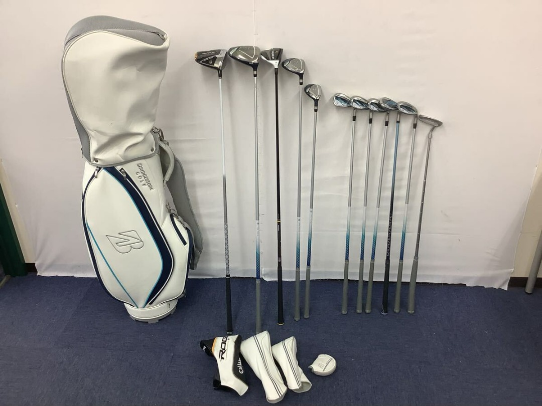 Includes 12 golf clubs and a caddy bag. Bridgestone BG-100L, Callaway ...