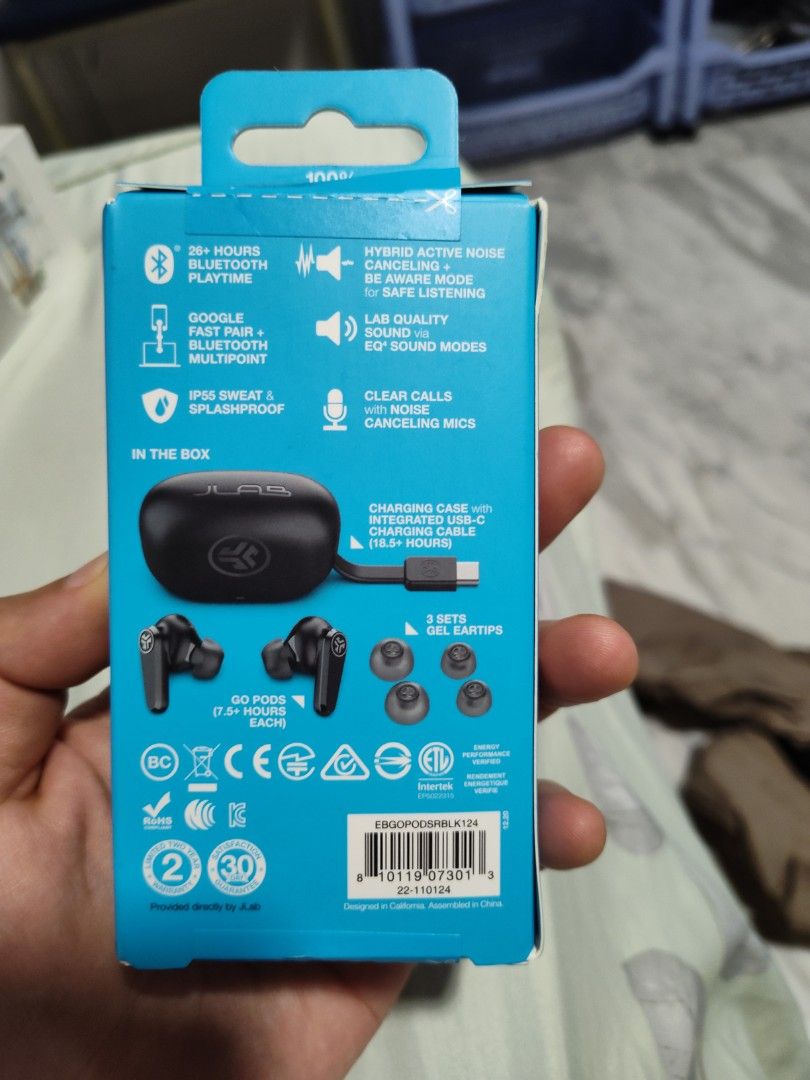 JLab Go Air Pop ANC True Wireless Earbuds - Black, Audio, Earphones on ...
