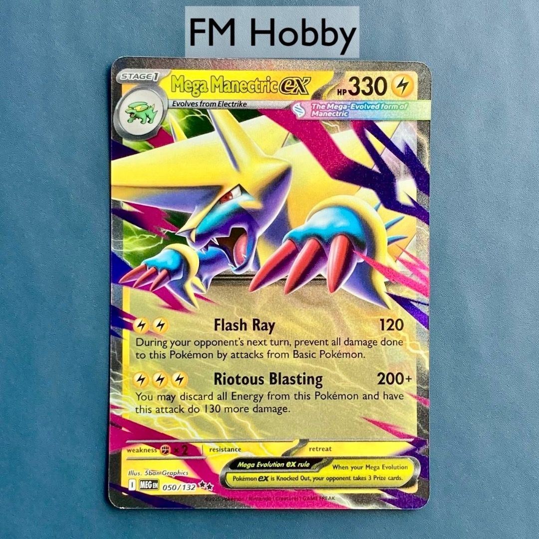 Pokemon Mega Evolution ME01 - Mega Manectric EX (#50), Hobbies & Toys ...