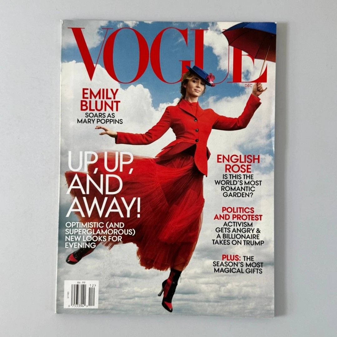 VOGUE magazine December 2018 issue, Emily Blunt on the cover, Hobbies ...