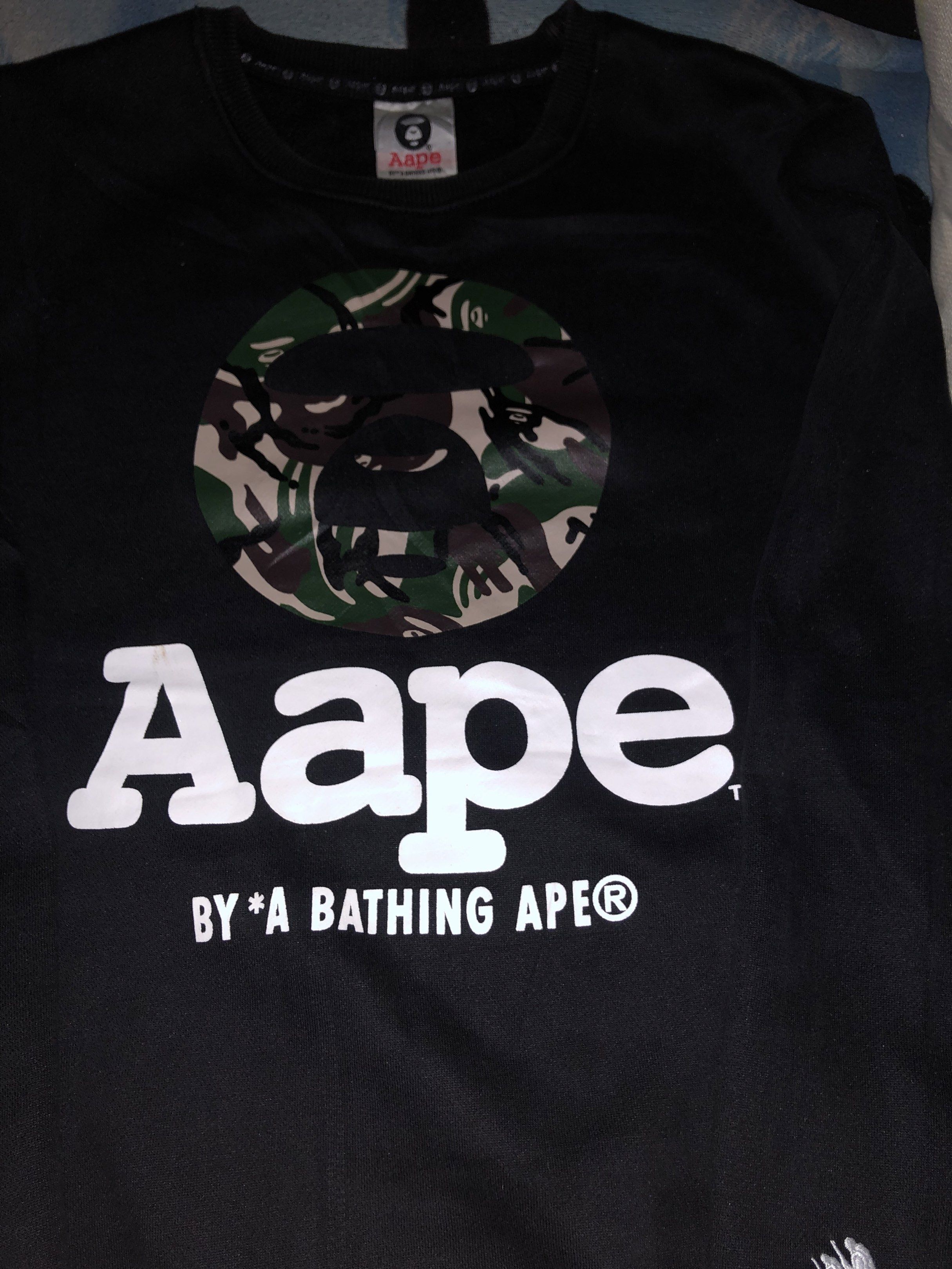 Aape by A Bathing Ape Black Sweatshirt, Men's Fashion, Coats, Jackets ...