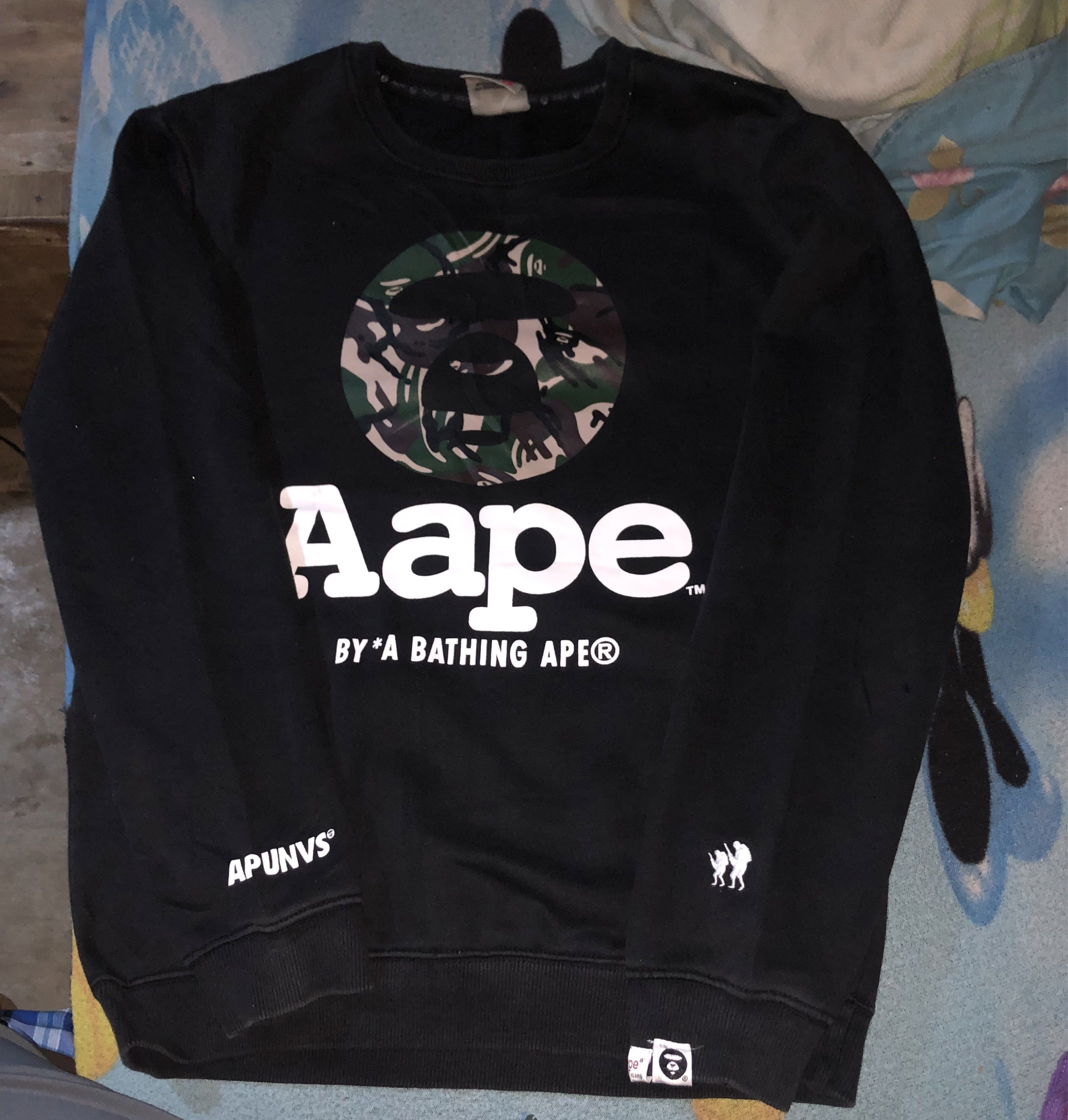 Aape by A Bathing Ape Black Sweatshirt, Men's Fashion, Coats, Jackets ...