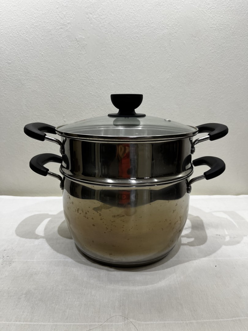 Endo Japan 9 inch Stainless Steel Steamer Pot with Glass Lid, Furniture ...