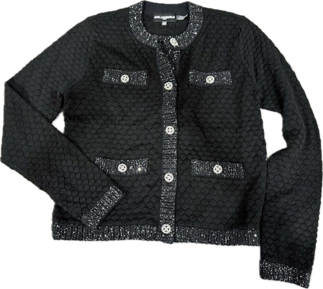 Karl Lagerfeld diamond knit coat, Women's Fashion, Coats, Jackets and ...