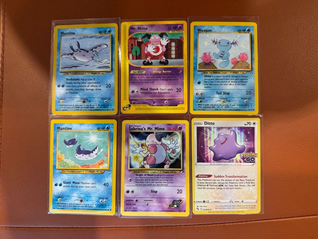 Vintage pokemon cards, Pokemon Cards - Wooper, Ditto, Mr. Mime, Mantine ...