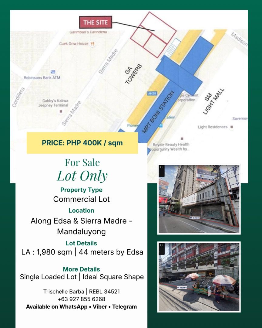 Prime Single Loaded Commercial Lot in EDSA - By Boni MRT Station and ...