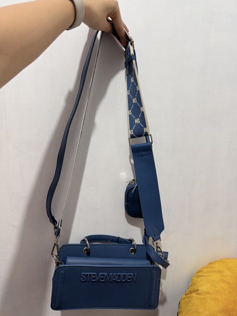 Steve Madden Blue Handbag with Strap, Luxury, Bags & Wallets on Carousell
