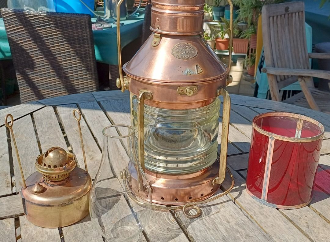 Vintage Copper/Brass Ship's "Not Under Command" Oil Lantern, 興趣及遊戲, 收藏品 ...