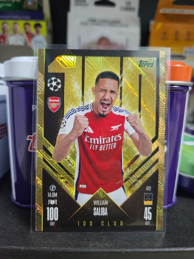 William Saliba 100 Club arsenal match attax Card, Hobbies & Toys, Toys ...