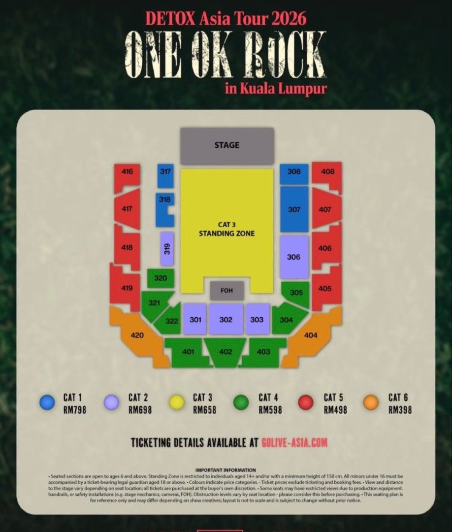 (cat 4)ONE OK ROCK Detox Asia Tour 2026 - Kuala Lumpur, Tickets ...