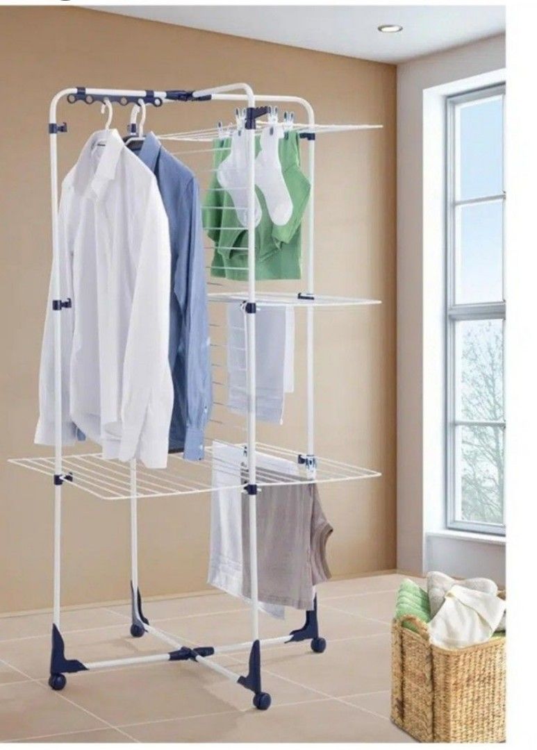 Foldable Clothes Drying Rack with Wheels, Furniture & Home Living, Home ...