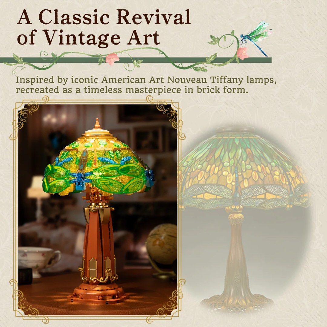 PANTASY Stained Glass Table Lamp - Vintage Tiffany Lamp Art Lego ...